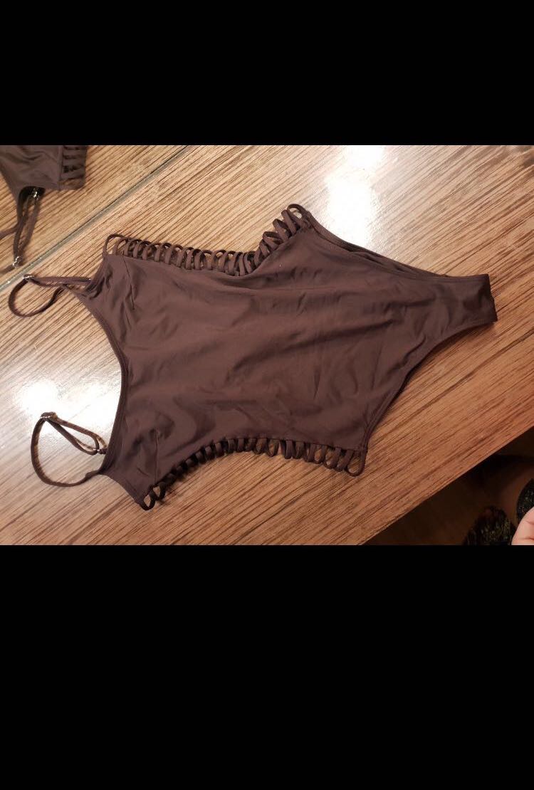 H&M Chocolate Brown One Piece Swimsuit, Women's Fashion, Swimwear ...