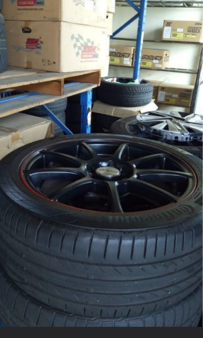 Original Ray rims with tyres, Car Accessories, Tyres & Rims on Carousell