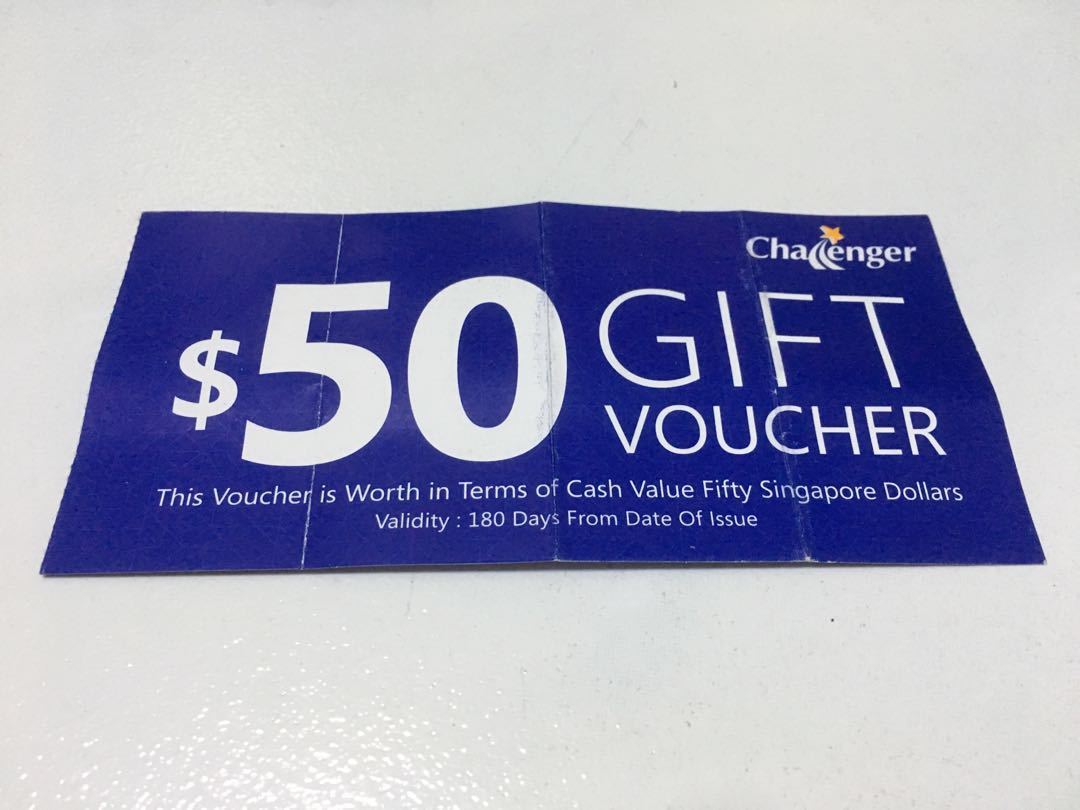 Challenger gift voucher $50, Tickets & Vouchers, Vouchers on Carousell