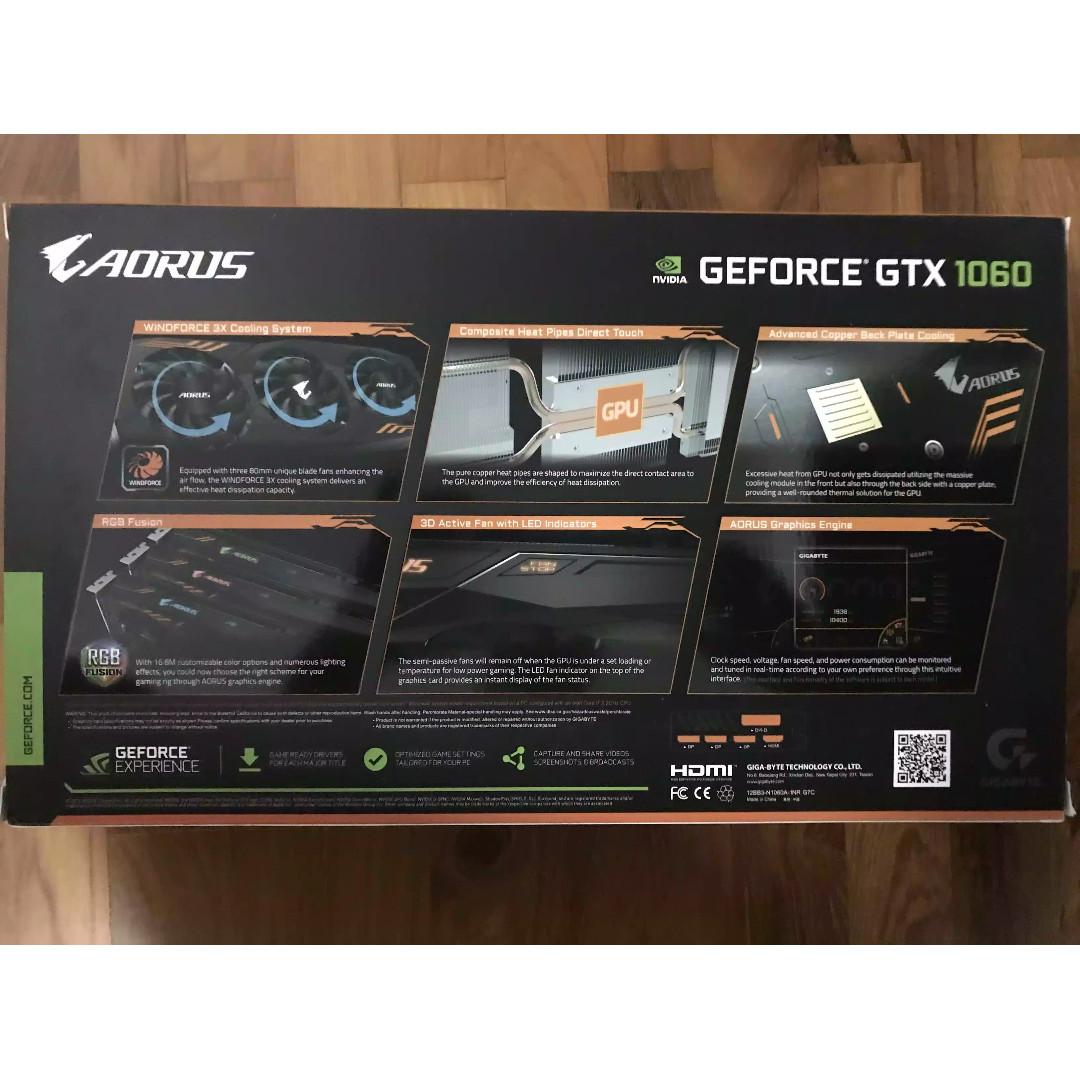 [GIGABYTE] NVIDIA AORUS GeForce® GTX 1060 6G Graphics Card, Computers ...