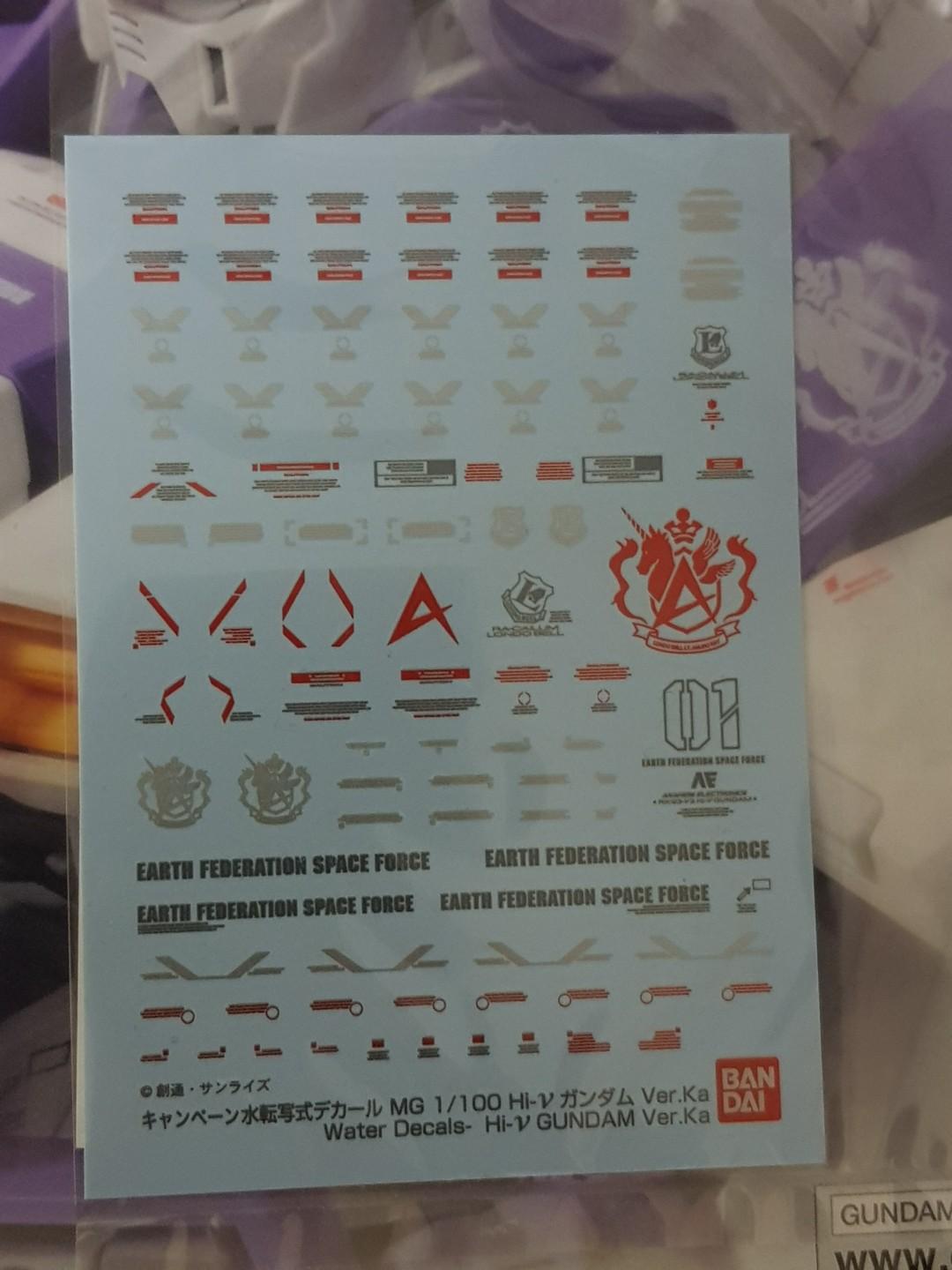 MG Hi Nu Ver Ka water decals (used) + Premium Decals (new), Hobbies ...