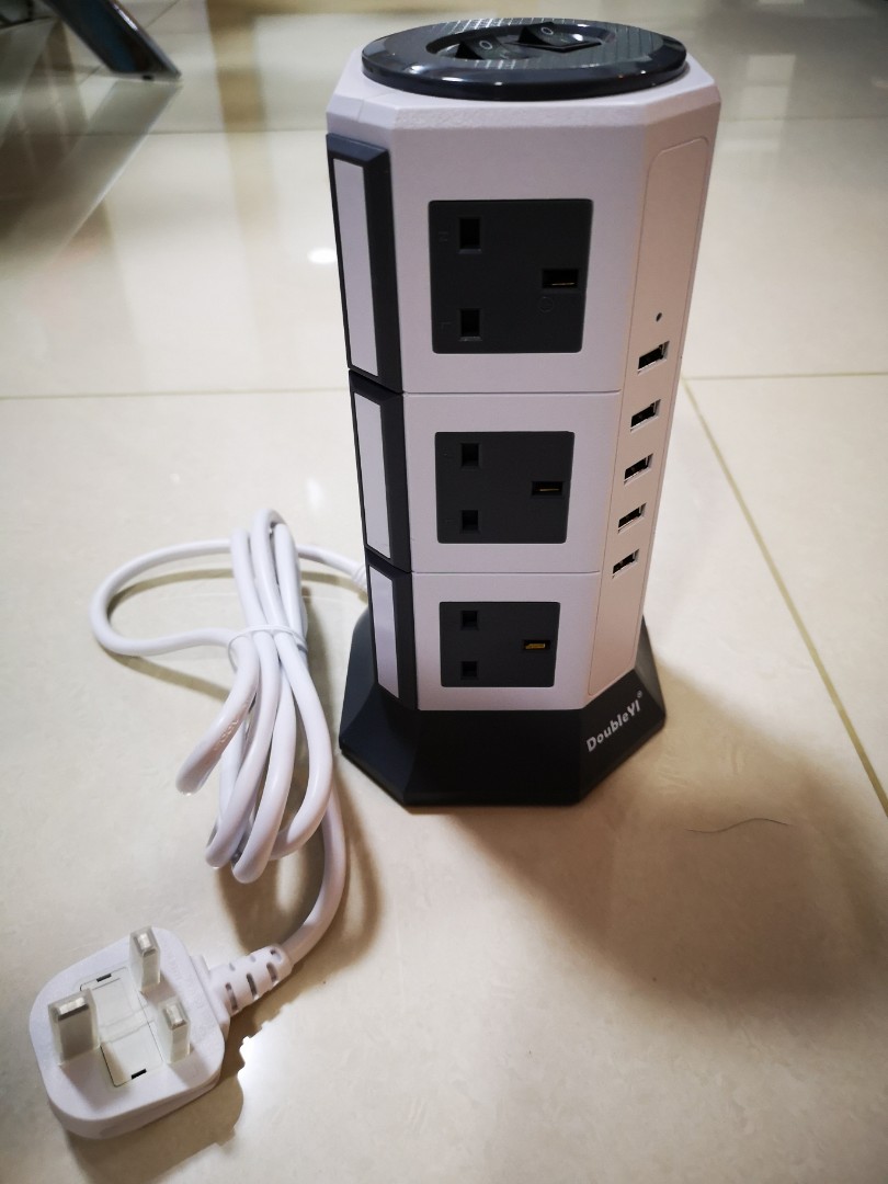 Vertical Power Socket (12) with 5 USB, Electronics, Others on Carousell