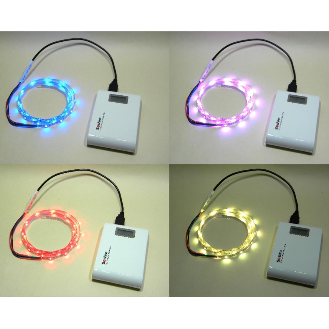 1 米長 RGB LED 燈帶 USB 供電 20 種顏色 12 種發光模式 漸變 閃動, 傢俬＆家居, 燈飾及風扇, 燈飾 - Carousell