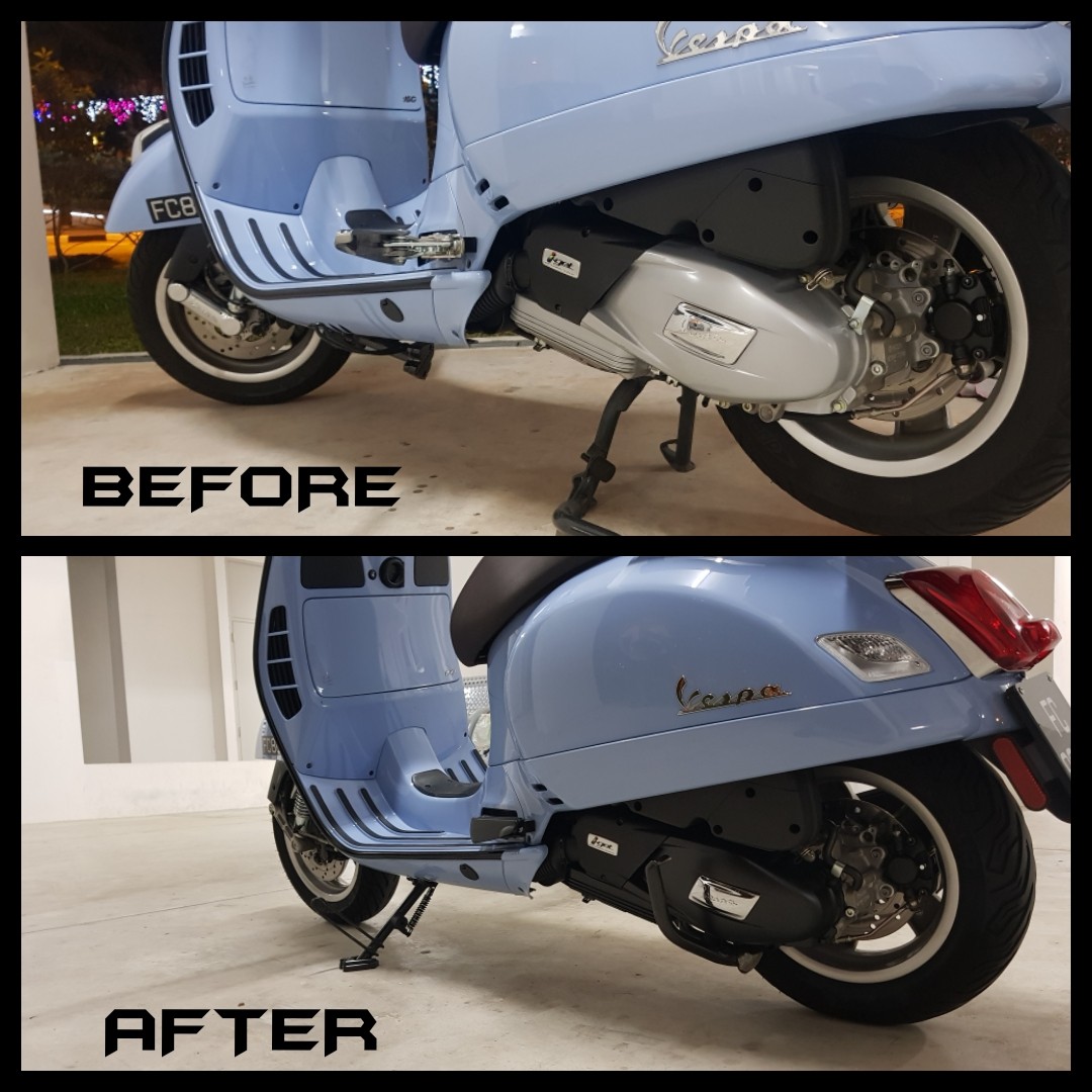 GTS 150 transmission cover / Box Rack / Footpeg Respray, Motorcycles ...