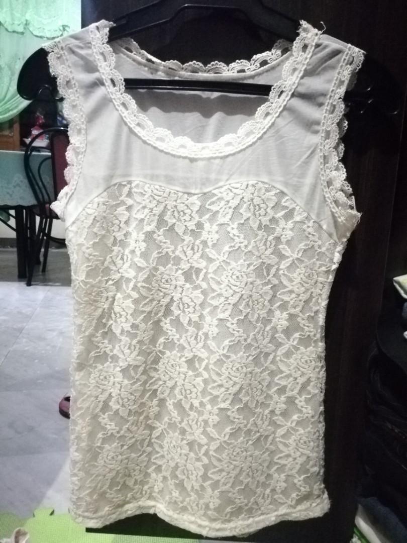 Lazed sando (color : Dirty white), Women's Fashion, Tops, Others Tops ...