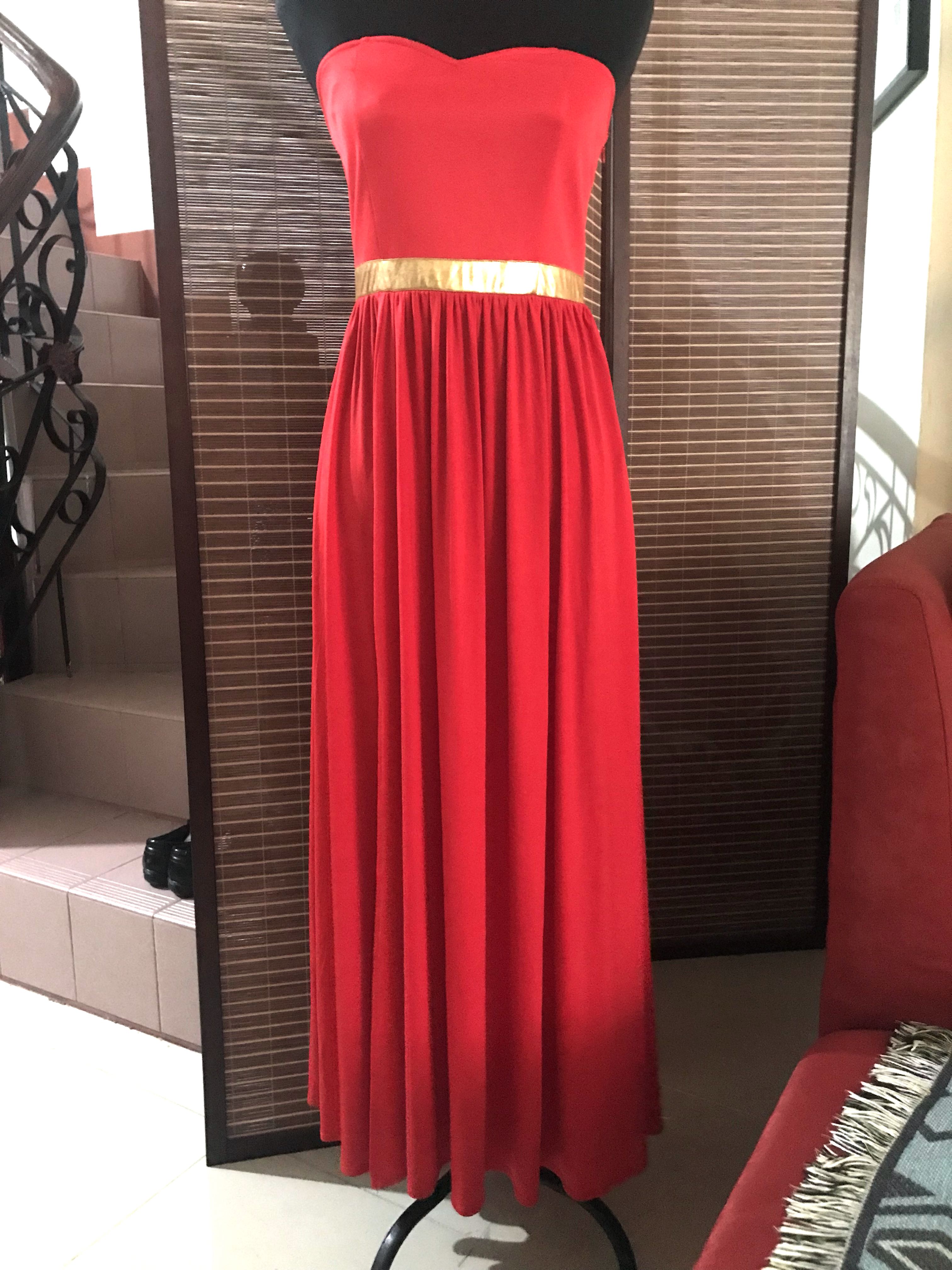Red-orange tube gown (small-medium), Women's Fashion, Dresses & Sets ...