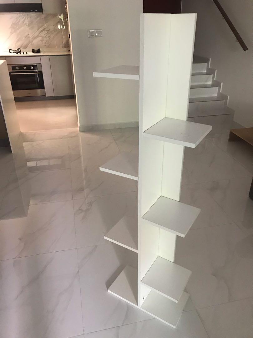 White Vertical Standing Display Shelf, Furniture & Home Living ...