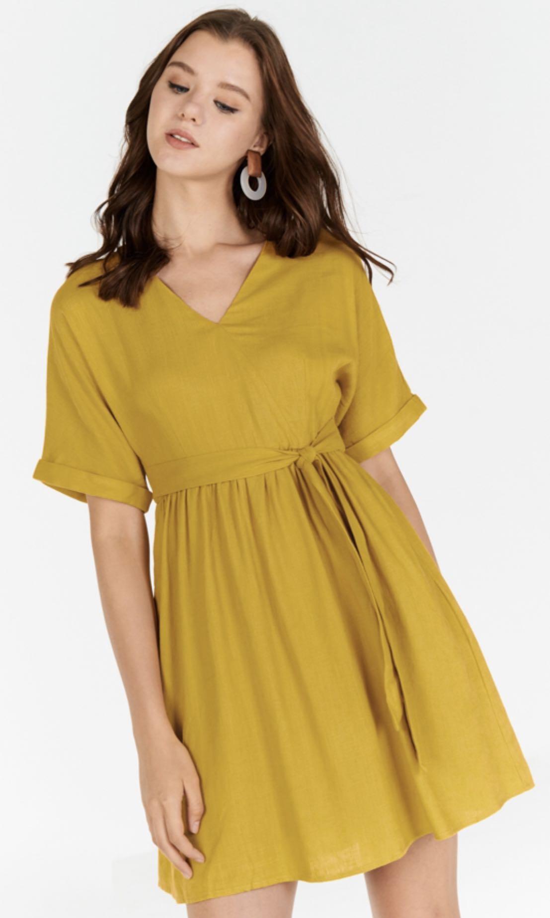 TCL Rinn Linen Dress in Mustard, Women's Fashion, Clothes, Dresses ...