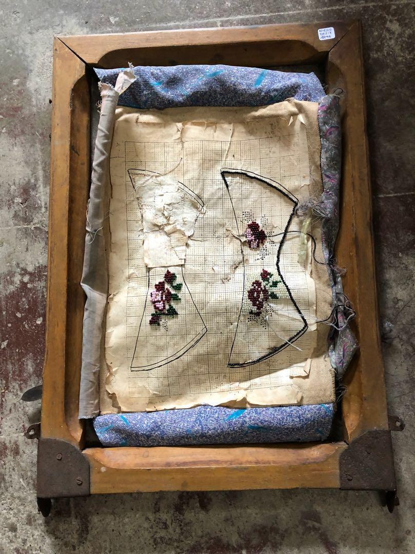 Antique peranakan baba nyonya straits Chinese sewing frame for beaded ...
