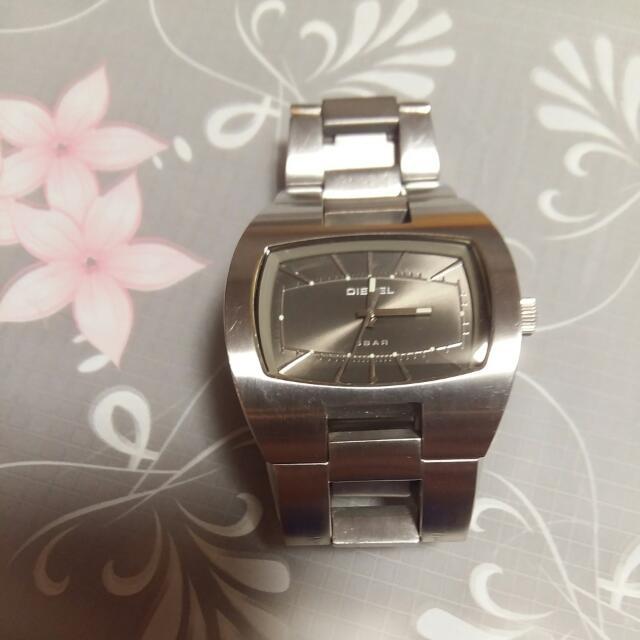 Diesel DZ2061 Quartz Watch In Curved Rectangular Silver Grey Dial ...