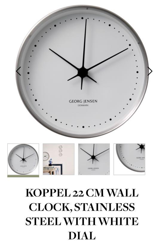 Georg Jensen Wall Clock (22cm), Furniture & Home Living, Home Decor ...