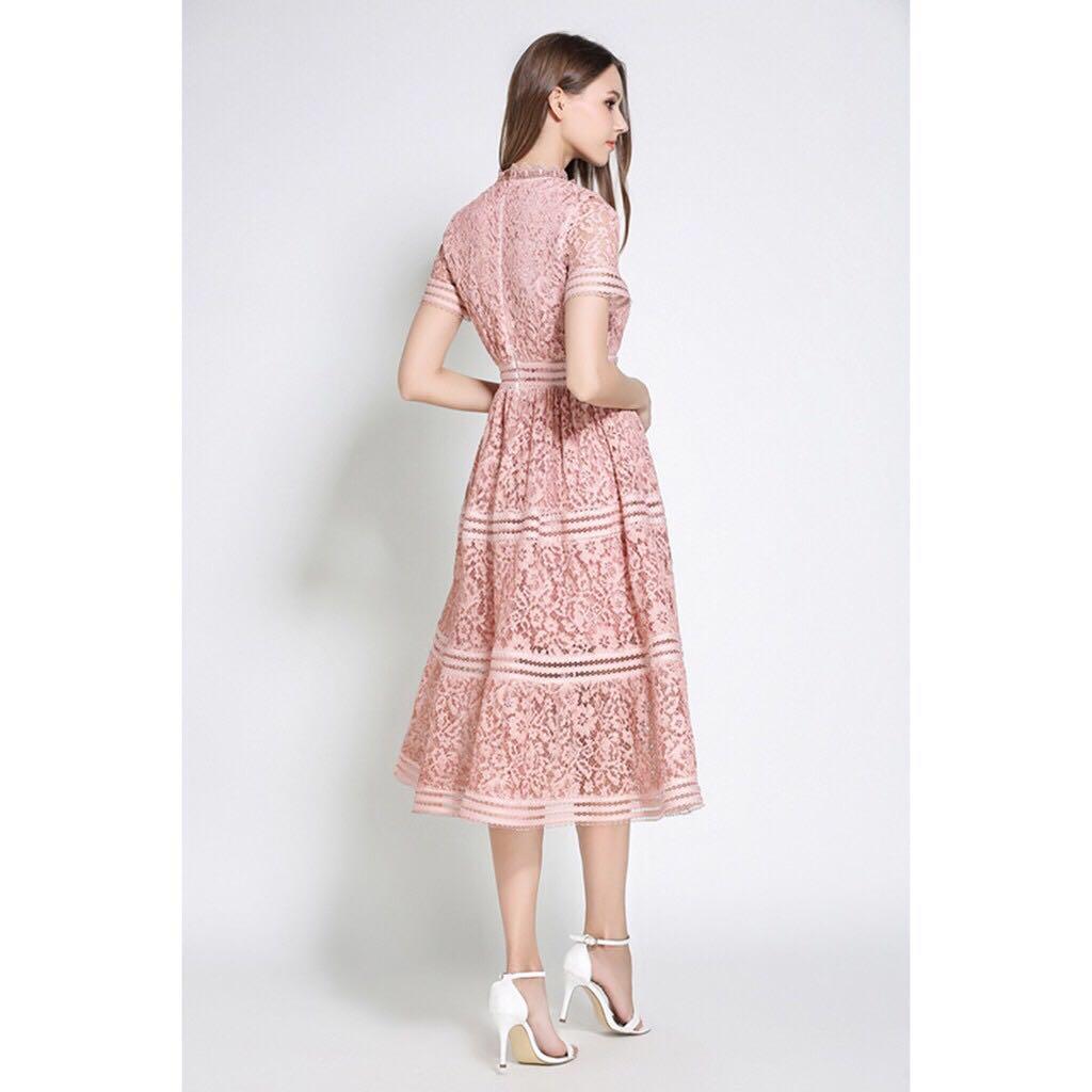 Old rose lace dress, Women's Fashion, Dresses & Sets, Dresses on Carousell