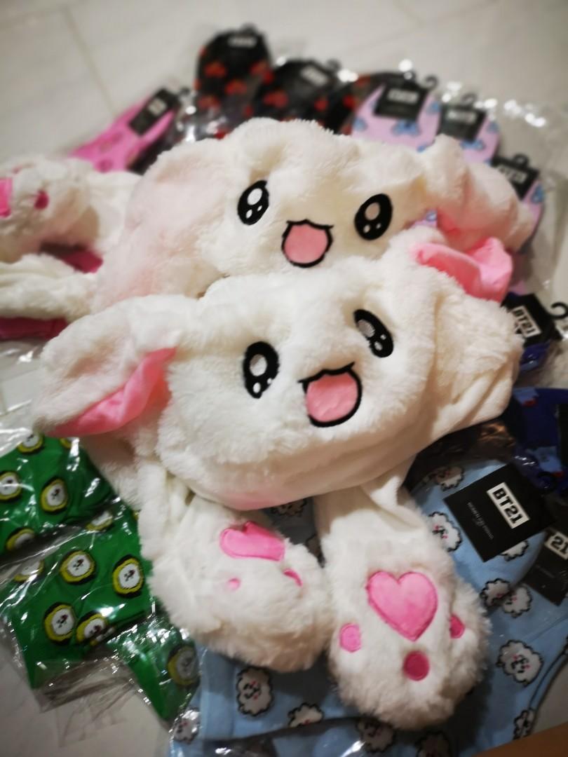 (PO) Run BTS Moving Rabbit Ears Hat, Hobbies & Toys, Memorabilia ...
