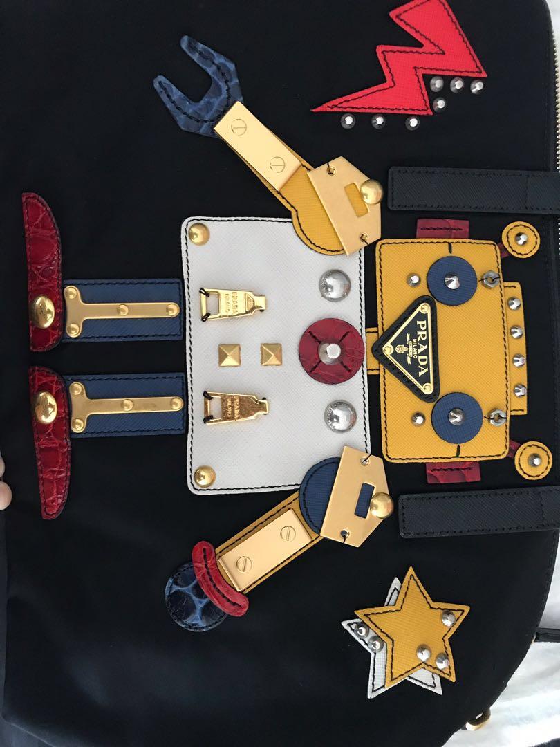 Prada Tessuto Robot Tote Bag Nylon Fabric with strap and receipt ...