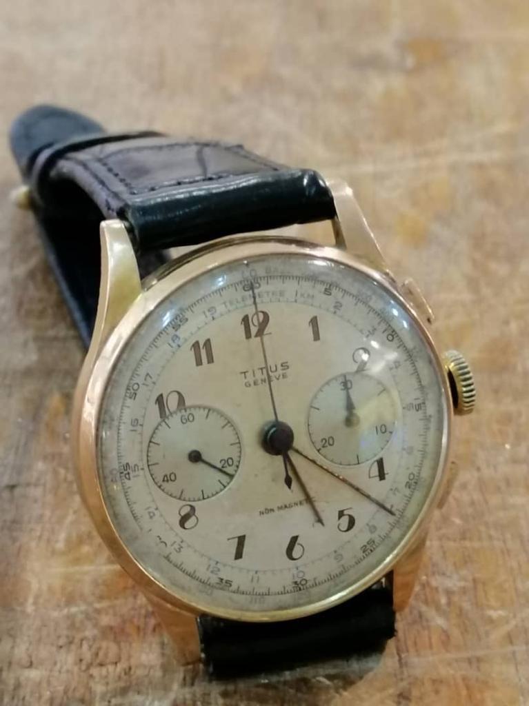 Rare Titus 18k Gold Landeron 48 movement patina vintage Rolex, Luxury ...