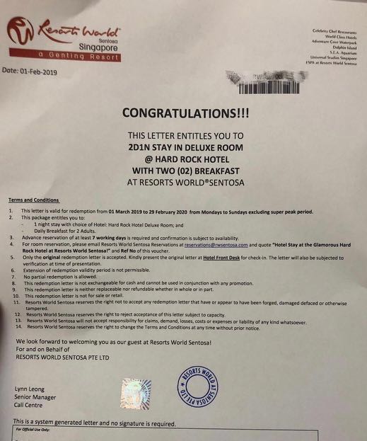 RWS Hard Rock Hotel Staycation 2 nights, Tickets & Vouchers, Vouchers ...