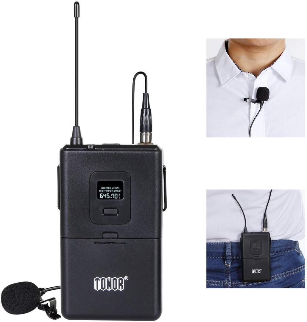 TONOR Pro UHF Wireless Lavalier Lapel Microphone Mic Set with ...