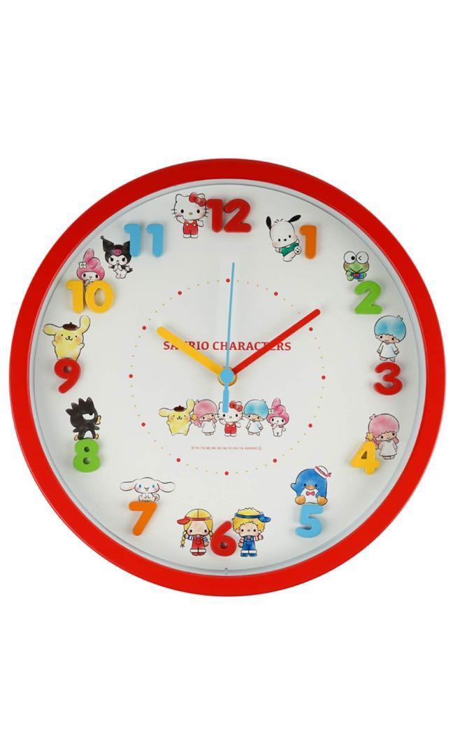(日本代購) Sanrio Characters clock 掛牆鐘 (直徑30cm), 傢俬＆家居, 家居裝飾, 時鐘 - Carousell