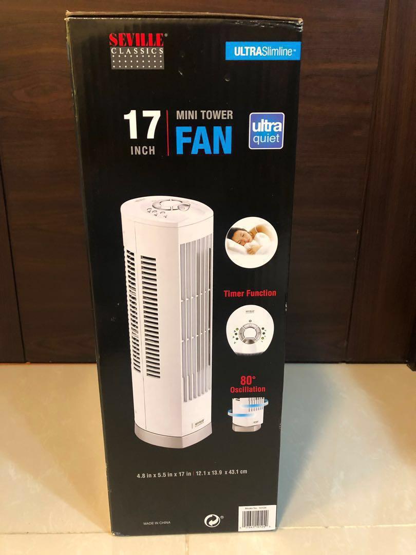 BRAND NEW Seville Classics Ultra Slimline Mini Tower Fan 17”, TV & Home ...