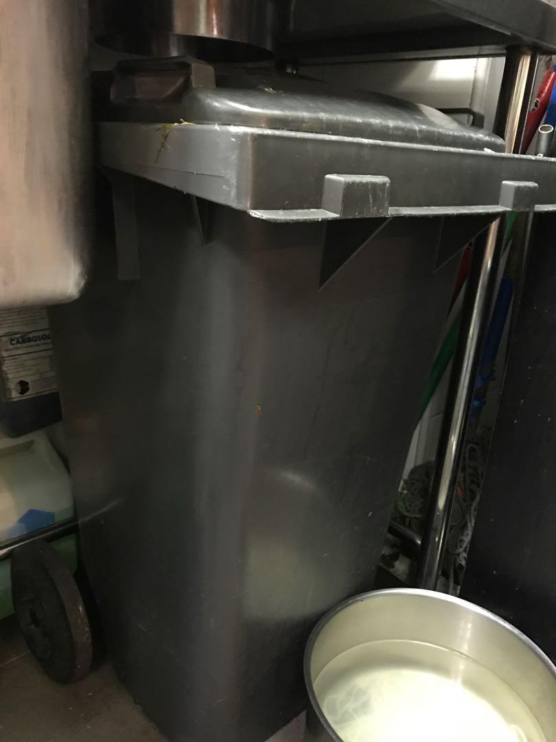 Commercial kitchen garbage bin with wheels, Everything Else on Carousell