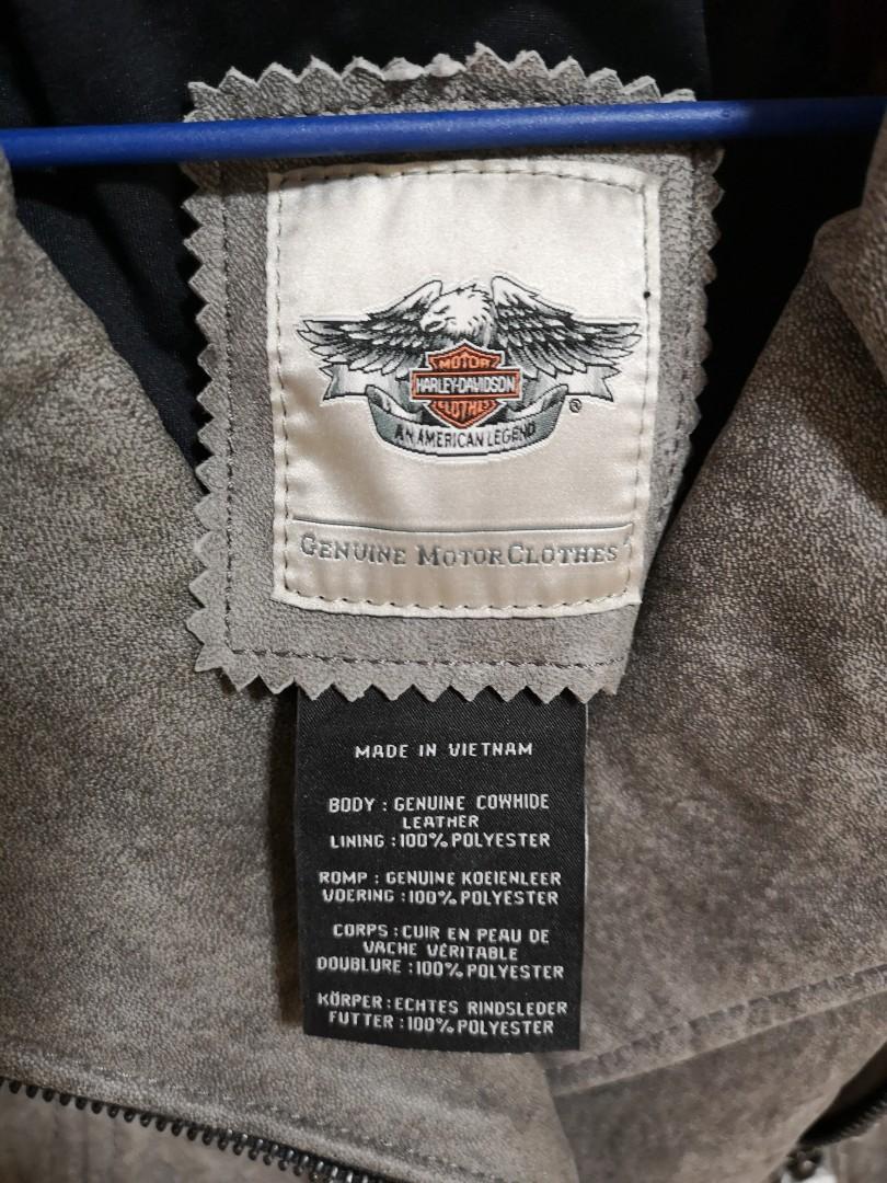 Harley Davidson grey leather jacket, Women's Fashion, Coats, Jackets ...