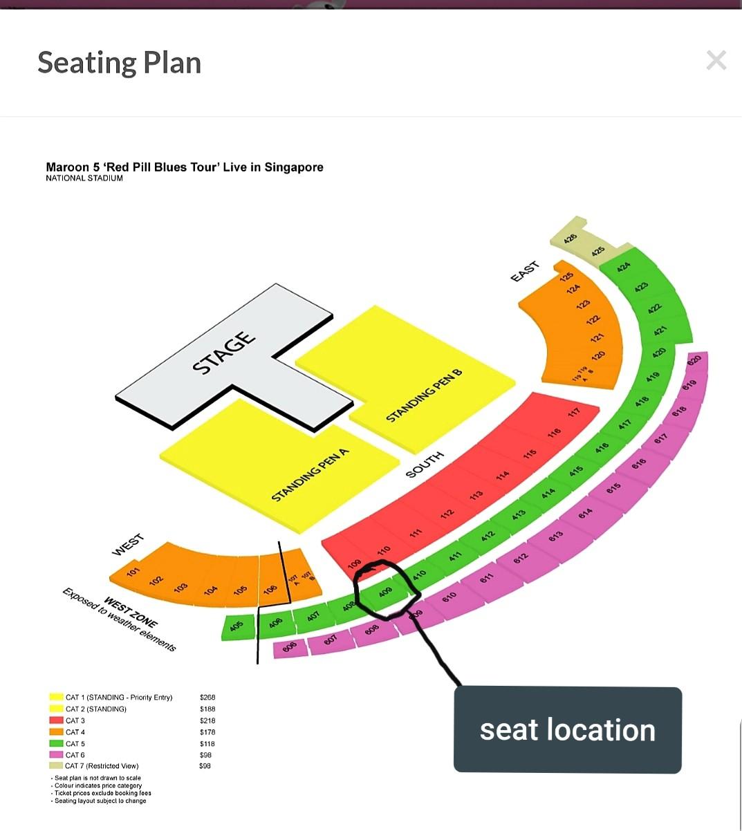 Maroon 5 Concert ticket, Tickets & Vouchers, Event Tickets on Carousell