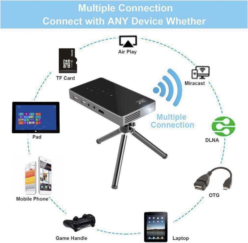 P8 Portable Wireless 1080P HD mini handhold video LED DLP Pico ...