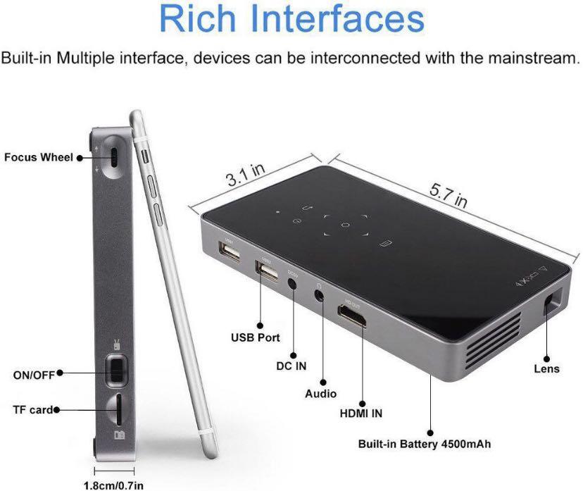P8 Portable Wireless 1080P HD mini handhold video LED DLP Pico ...