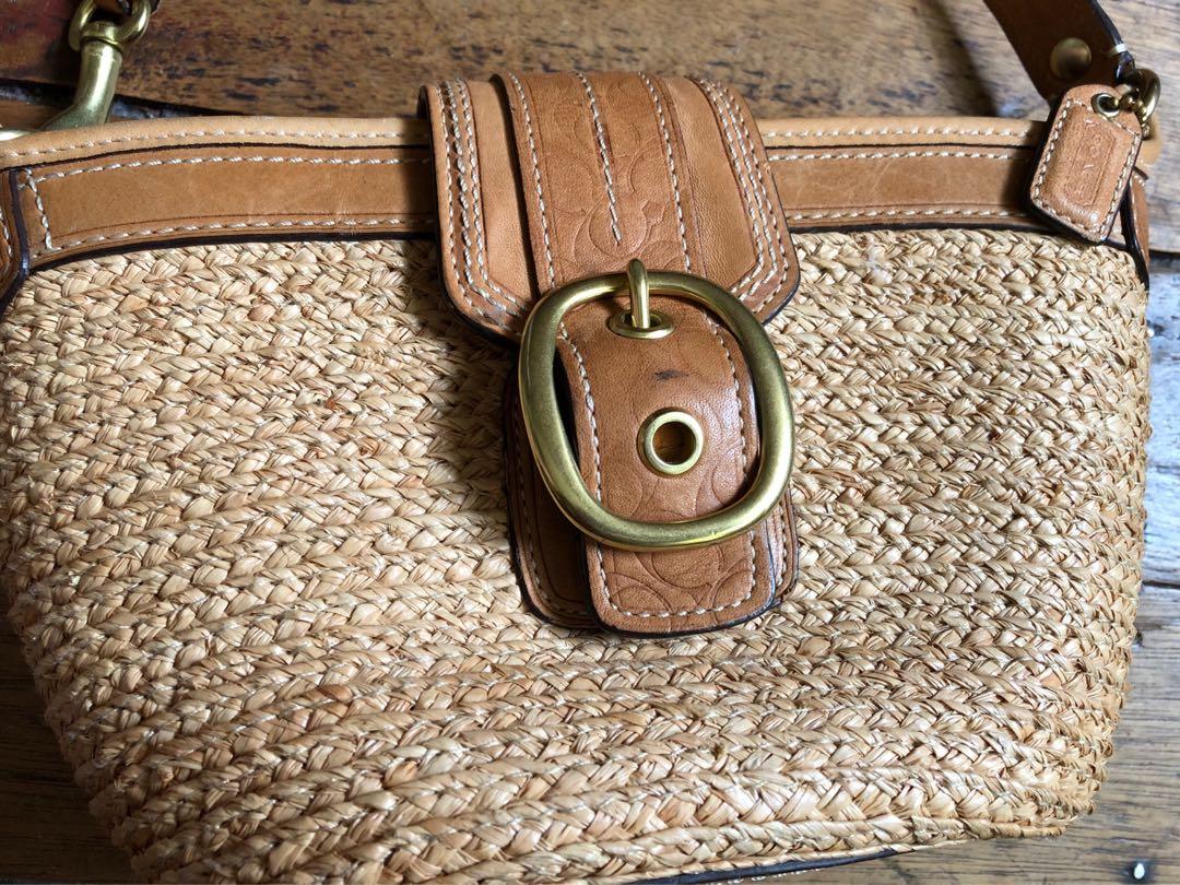 Coach Small Raffia Handbag, Women's Fashion, Bags & Wallets, Purses ...