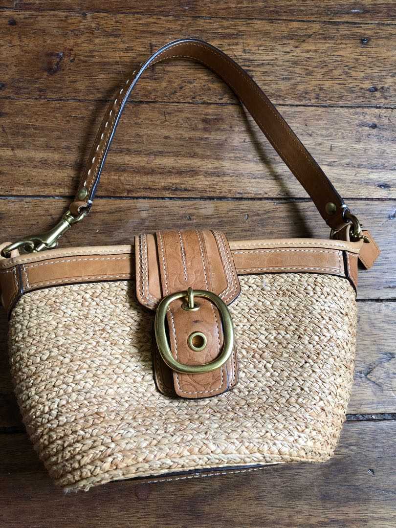 Coach Small Raffia Handbag, Women's Fashion, Bags & Wallets, Purses ...