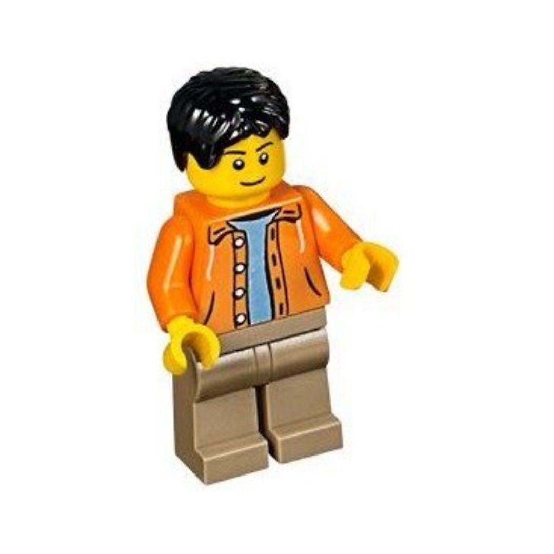 Lego Orange Jacket with Hood over Light Blue Sweater, Dark Tan Legs ...