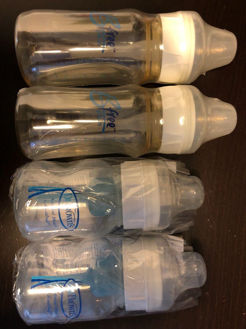 Dr Brown’s 奶樽（120ml x 2個，全新）及 B free plus 奶樽（260ml x 2個，全新）, 兒童＆孕婦用品, 護理及餵哺, 護理及餵哺 - 母乳及奶瓶 ...