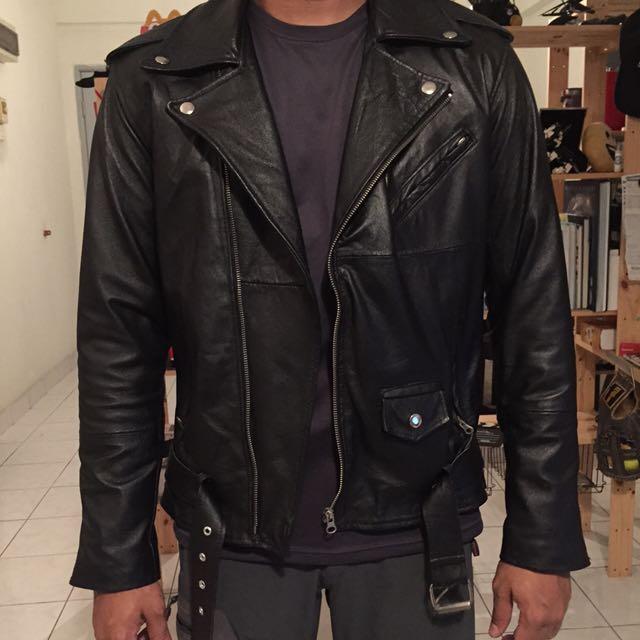 Half leather jacket(half pvc), Men's Fashion, Coats, Jackets and Outerwear on Carousell