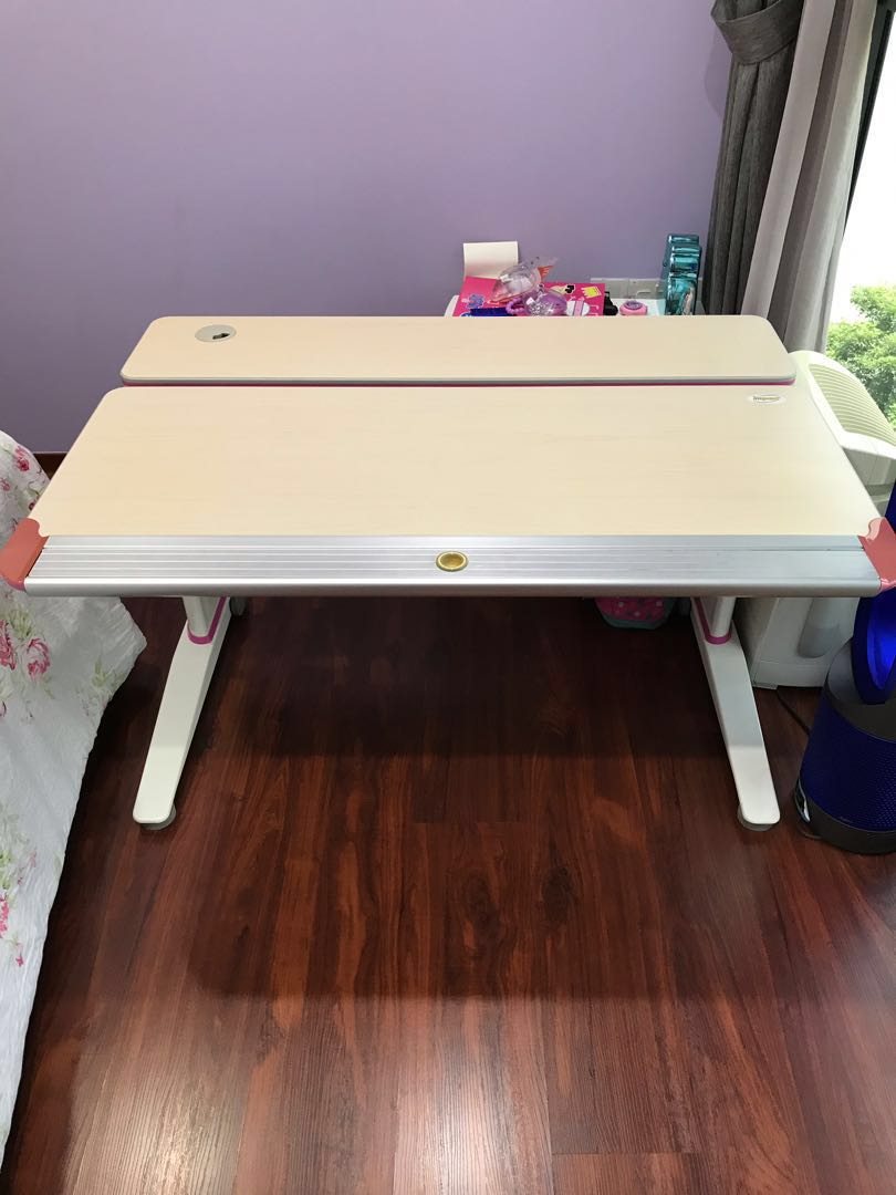 Height adjustable study table, Furniture, Tables & Chairs on Carousell