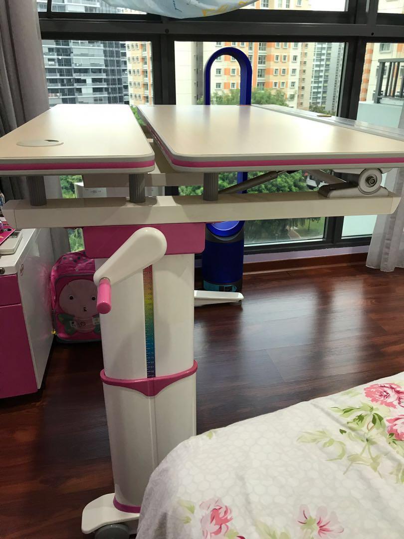 Height adjustable study table, Furniture, Tables & Chairs on Carousell