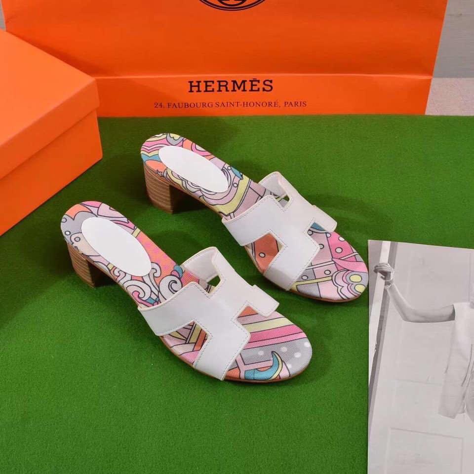 Hermes Oran Block Heels, Luxury, Apparel on Carousell