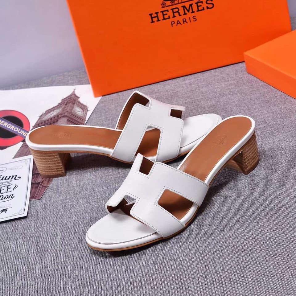 Hermes Oran Block Heels, Luxury, Apparel on Carousell