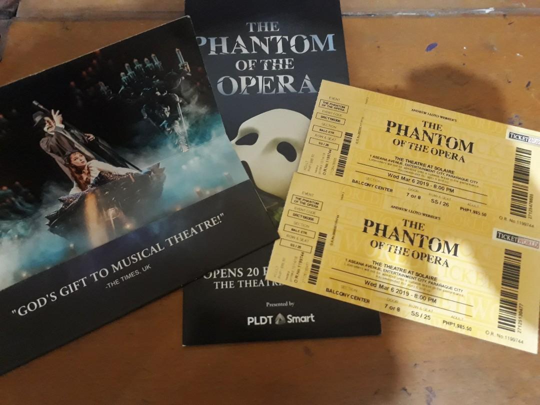 2 Tickets for only 3k! The Phantom of the Opera - Balcony Center ...