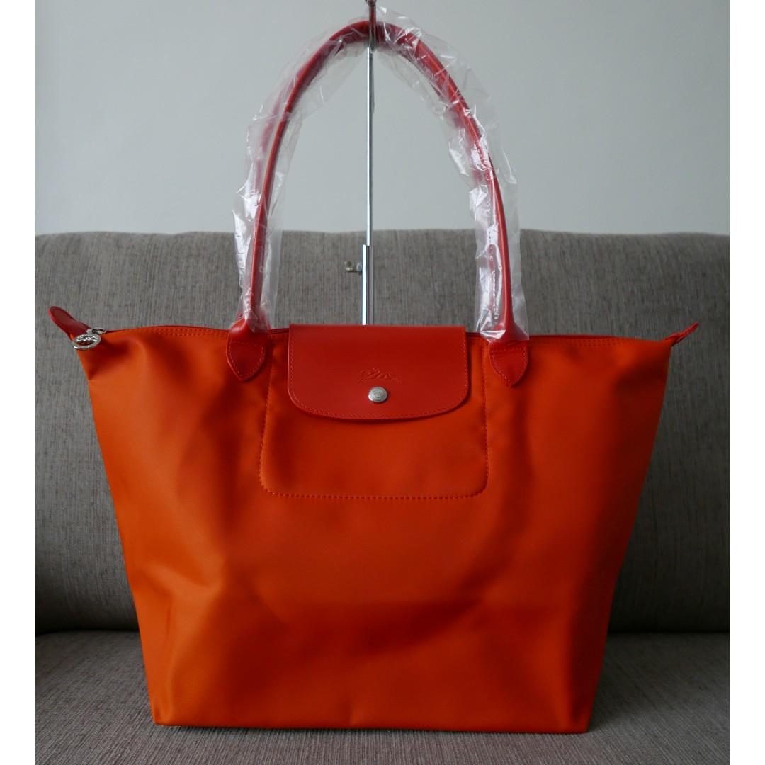 Authentic Longchamp Planetes Large Longhandle Tangerine (Made in ...