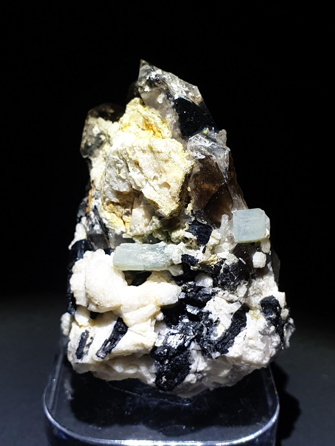 Combination of Smoky Quartz, Albite and Black Tourmaline and Aquamarine ...
