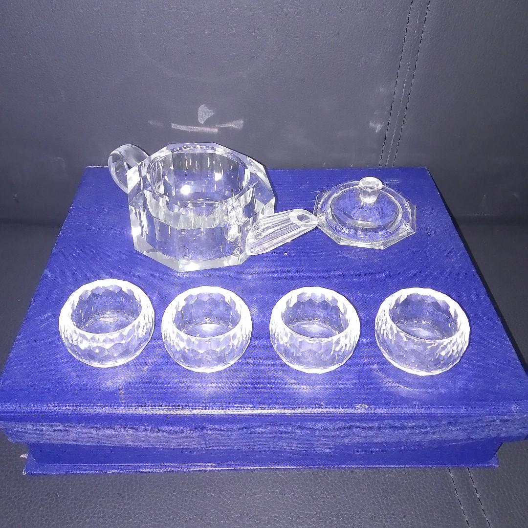 Crystal Glass Chinese Tea Set, Furniture & Home Living, Kitchenware ...
