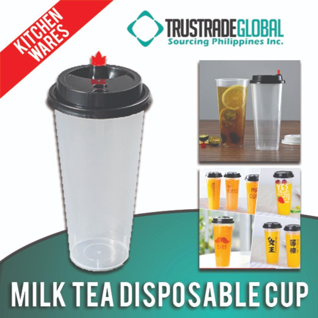 Milk Tea Disposable Cups 1L/700ml/500ml, Furniture & Home Living ...