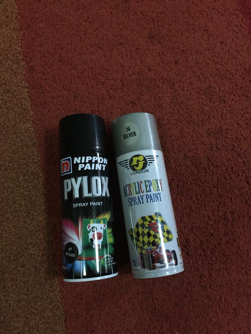 Pylox matt black spray paint nippon 400cc and London silver acrylic ...