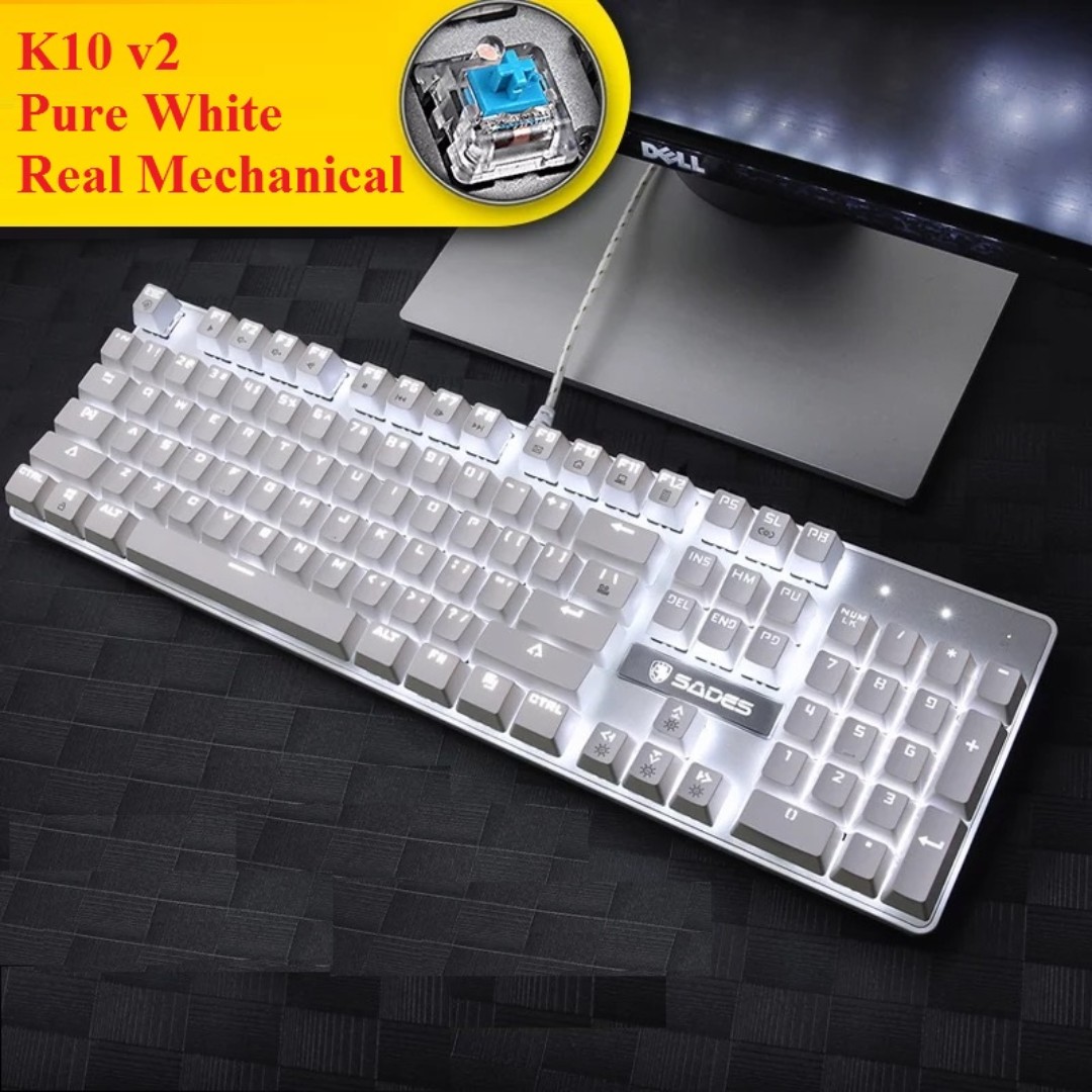 SADES K10 V2 White Light Mechanical Blue Switches Professional Gaming ...