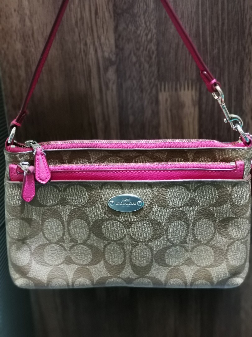 Coach Signature PVC Pop Pouch Wristlet, Women's Fashion, Bags & Wallets ...