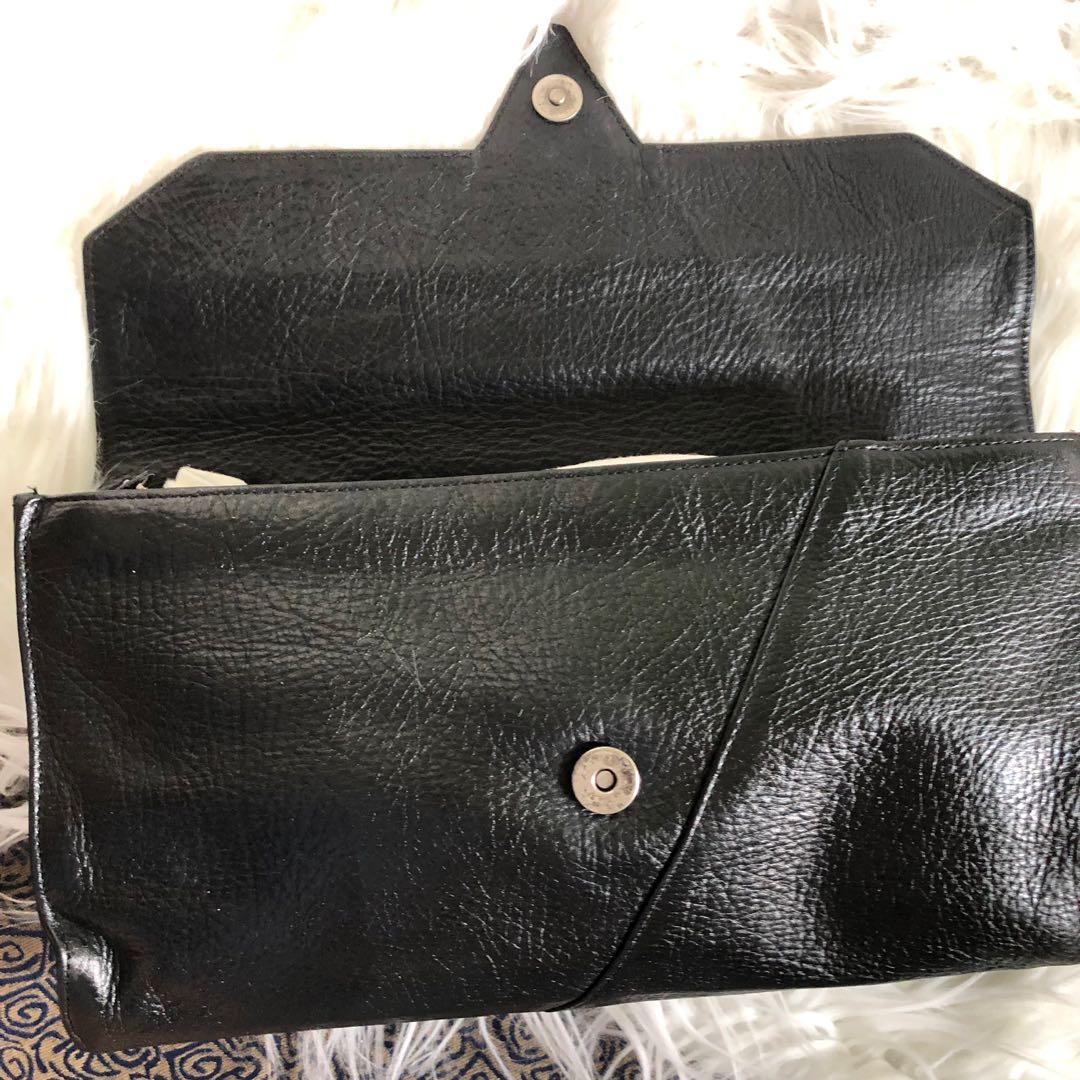 Vintage Anne de Solages Paris Leather Clutchbag, Women's Fashion, Bags ...