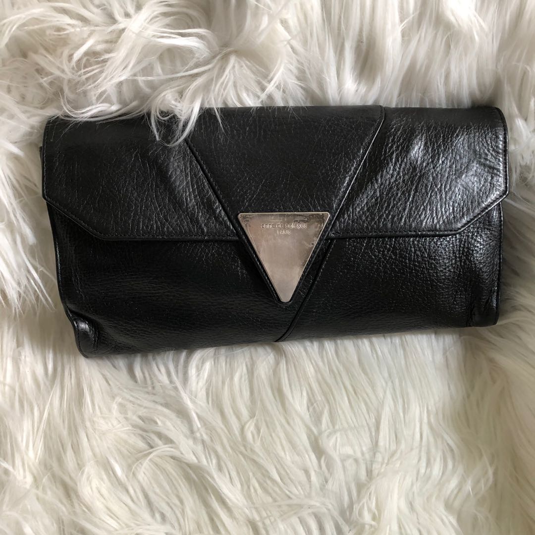 Vintage Anne de Solages Paris Leather Clutchbag, Women's Fashion, Bags ...