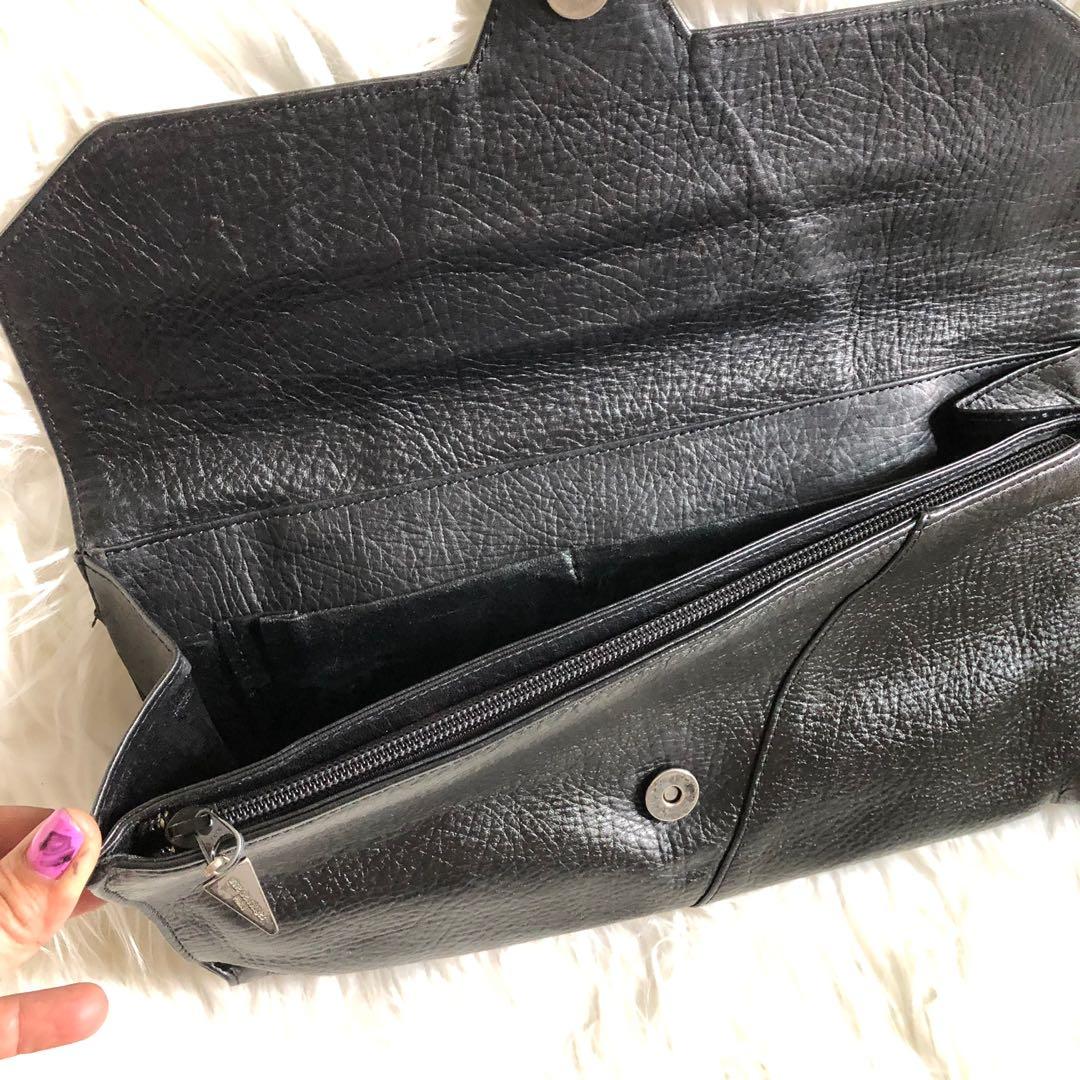 Vintage Anne de Solages Paris Leather Clutchbag, Women's Fashion, Bags ...