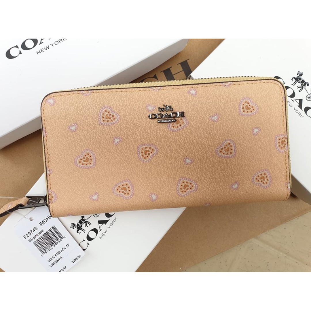 Authentic Coach Accordion Zip Wallet With Western Heart Print F29743 ...
