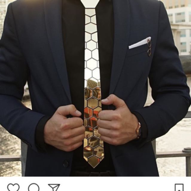 Luxury gold hexagonia neck tie, Men's Fashion, Tops & Sets, Formal ...